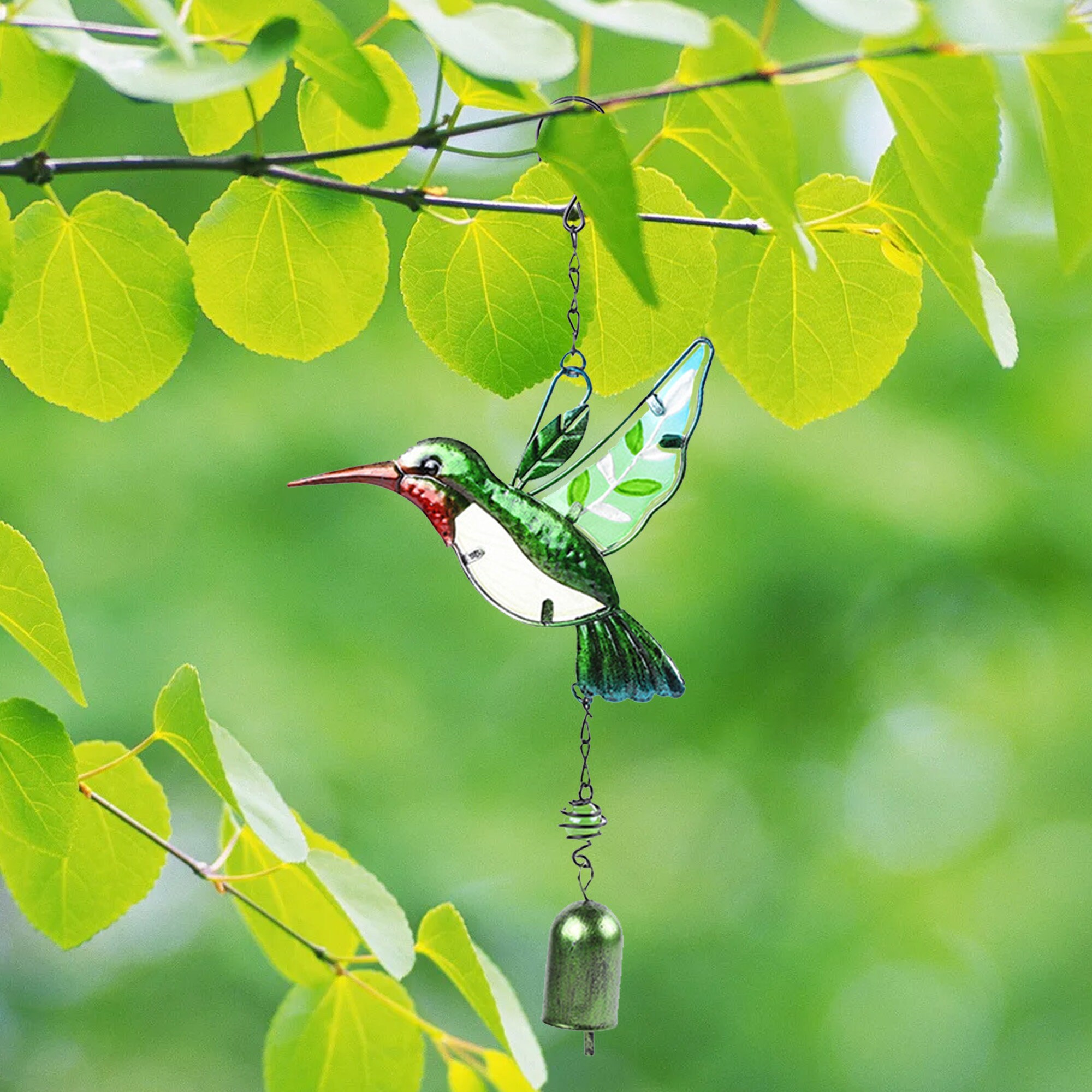 Hummingbird Stained Glass Wind Chimes Bell Pendant Handmade - Etsy