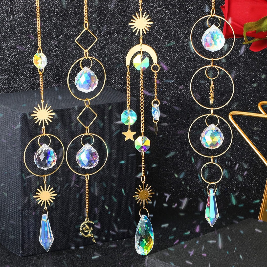 Hanging Crystal Window Prism, Rainbow Maker, Windchime Wall Decor, Moon ...