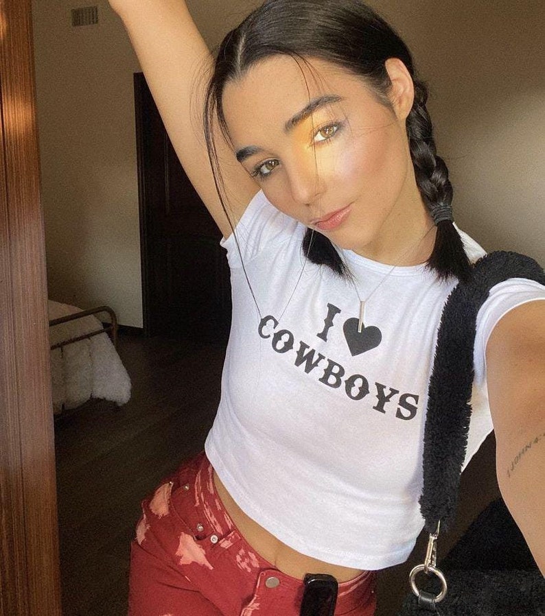 I Love Cowboys Baby Tee Y2K Cowgirl Shirt I Heart Cowboys VSCO Girl ...