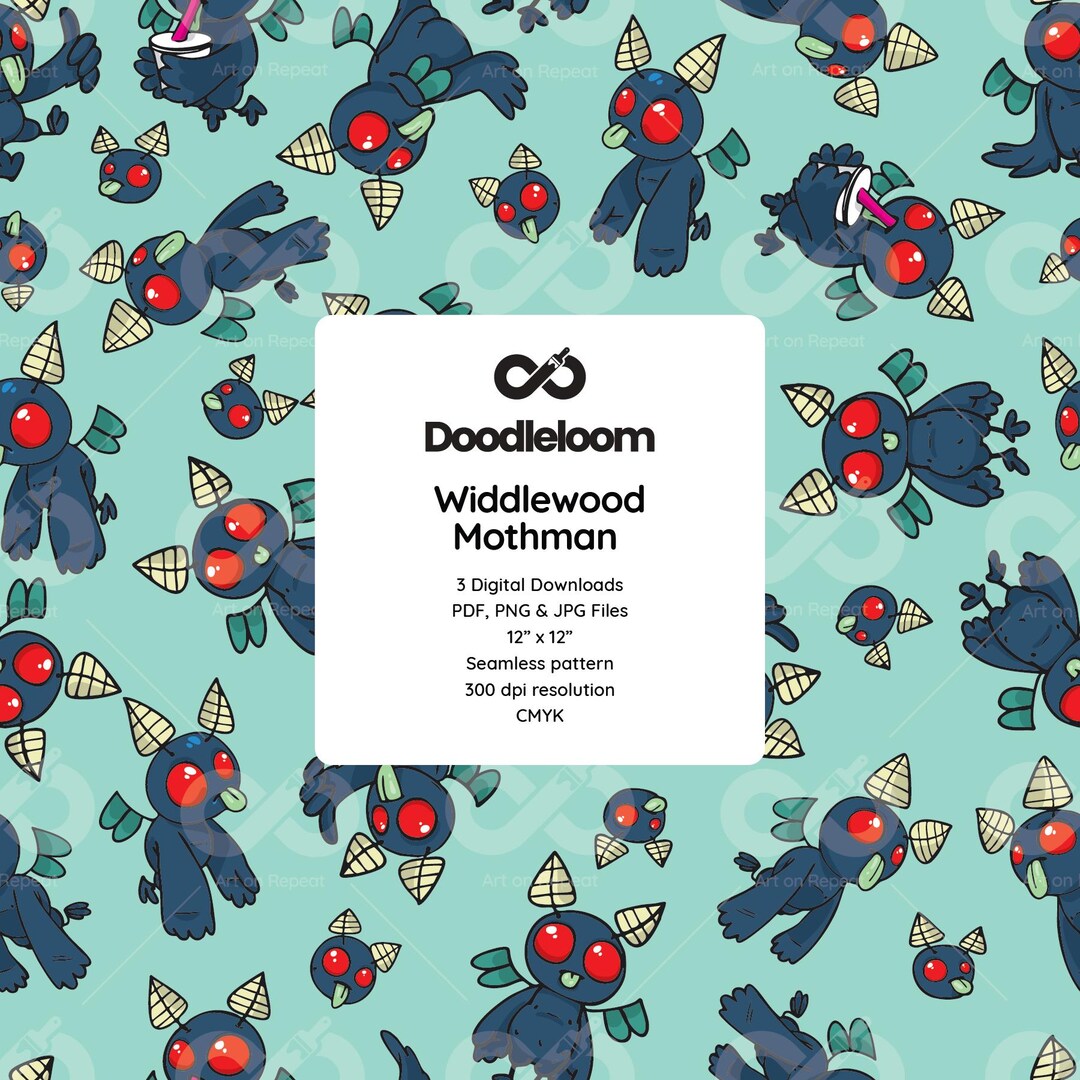 Cartoony Mothman Cryptids Seamless Pattern – Cute Digital Paper for ...