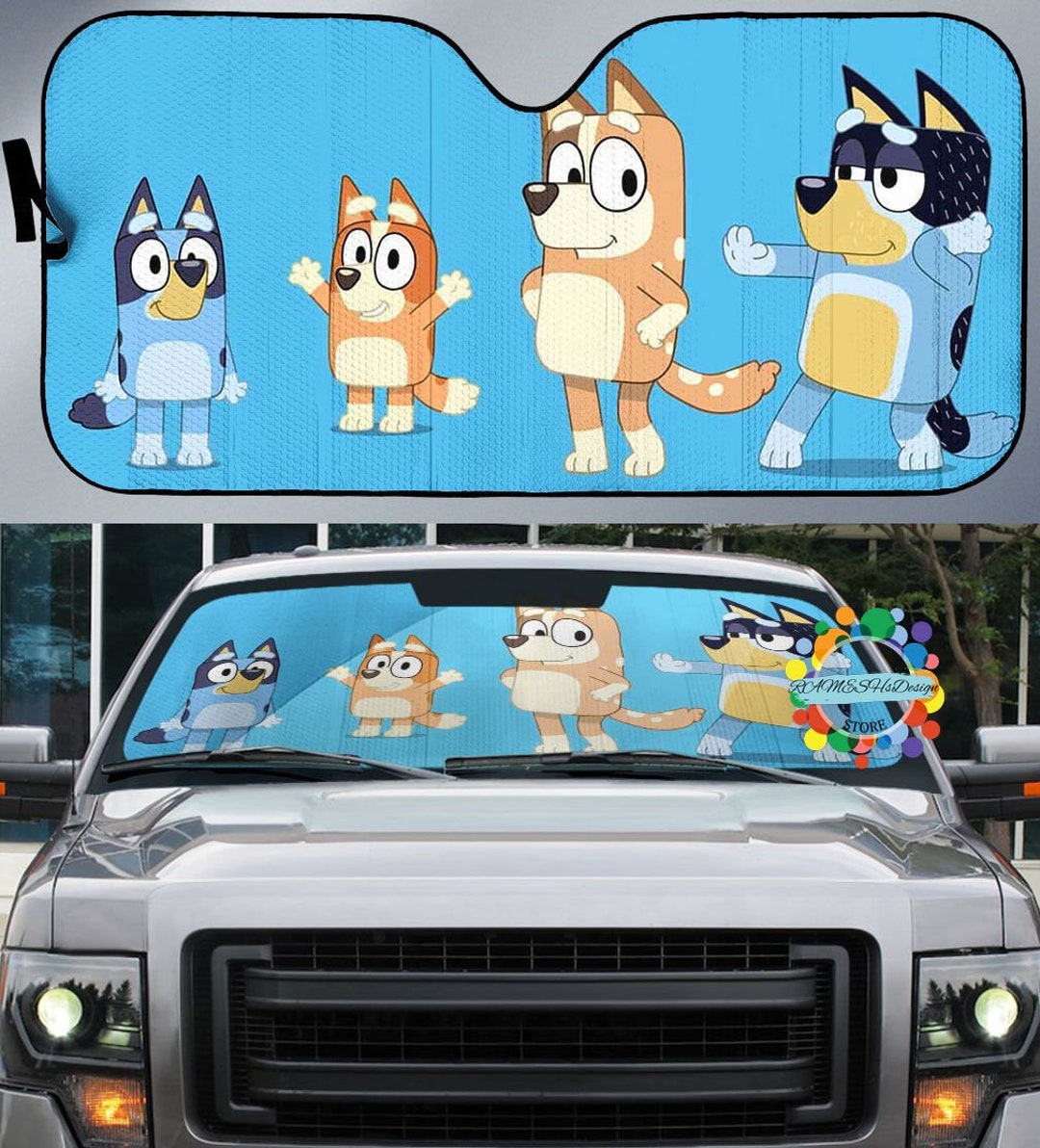 Bluey Auto Sun Shade Bluey Car Sun Shade Bluey Car Decor - Etsy