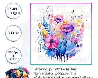 Watercolor Clipart Bundle: Wildflower Bouquet Wedding & - Etsy