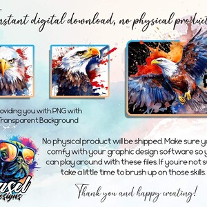 Patriotic Eagle Clipart Bundle | Clipart PNG | USA Clipart | Watercolor ...
