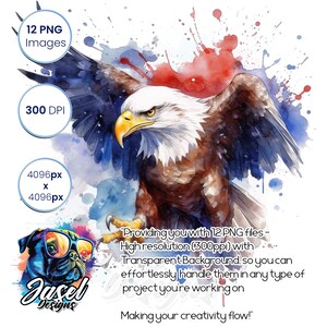 Patriotic Eagle Clipart Bundle | Clipart PNG | USA Clipart | Watercolor ...