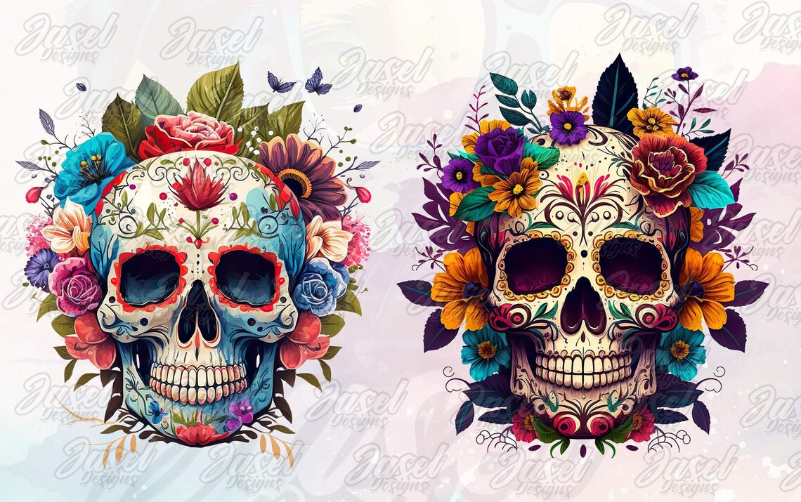 Floral Skulls PNG Bundle Sublimation Graphic Designs - Etsy