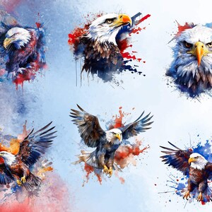 Patriotic Eagle Clipart Bundle | Clipart PNG | USA Clipart | Watercolor ...