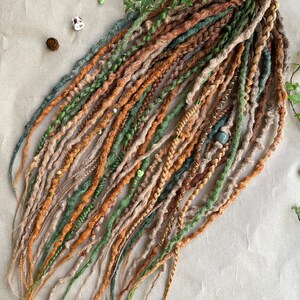Ginger and Green Synthetic Dreads, Fairy Locks, Copper Orange ...
