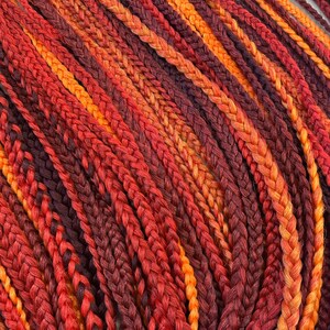Cherry Red and Orange Braids Extensions, Fake Synthetic Braid in Plaits ...