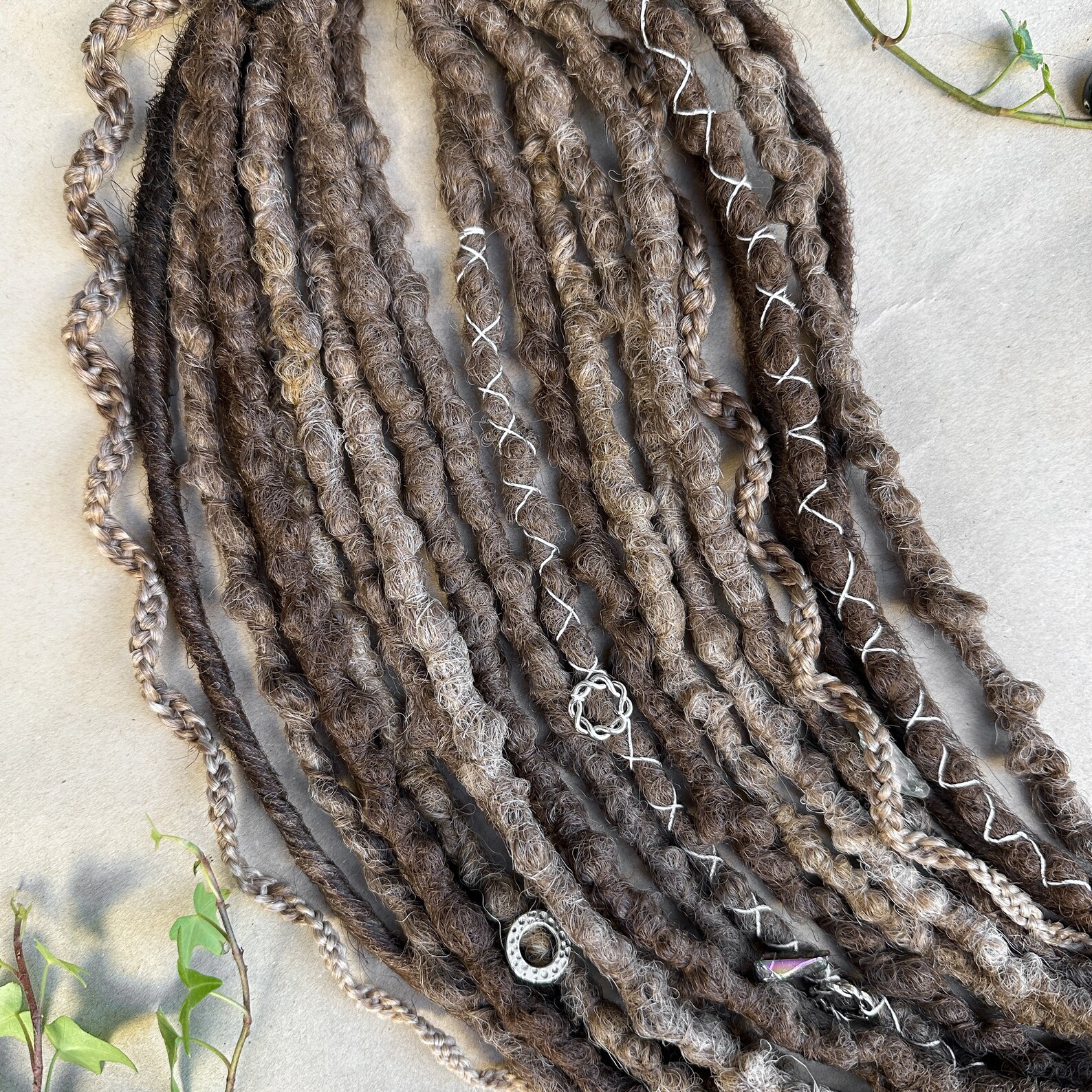 Ash Brown Synthetic Dreadlock Extensions DE SE, Double Ended Faux Locs ...