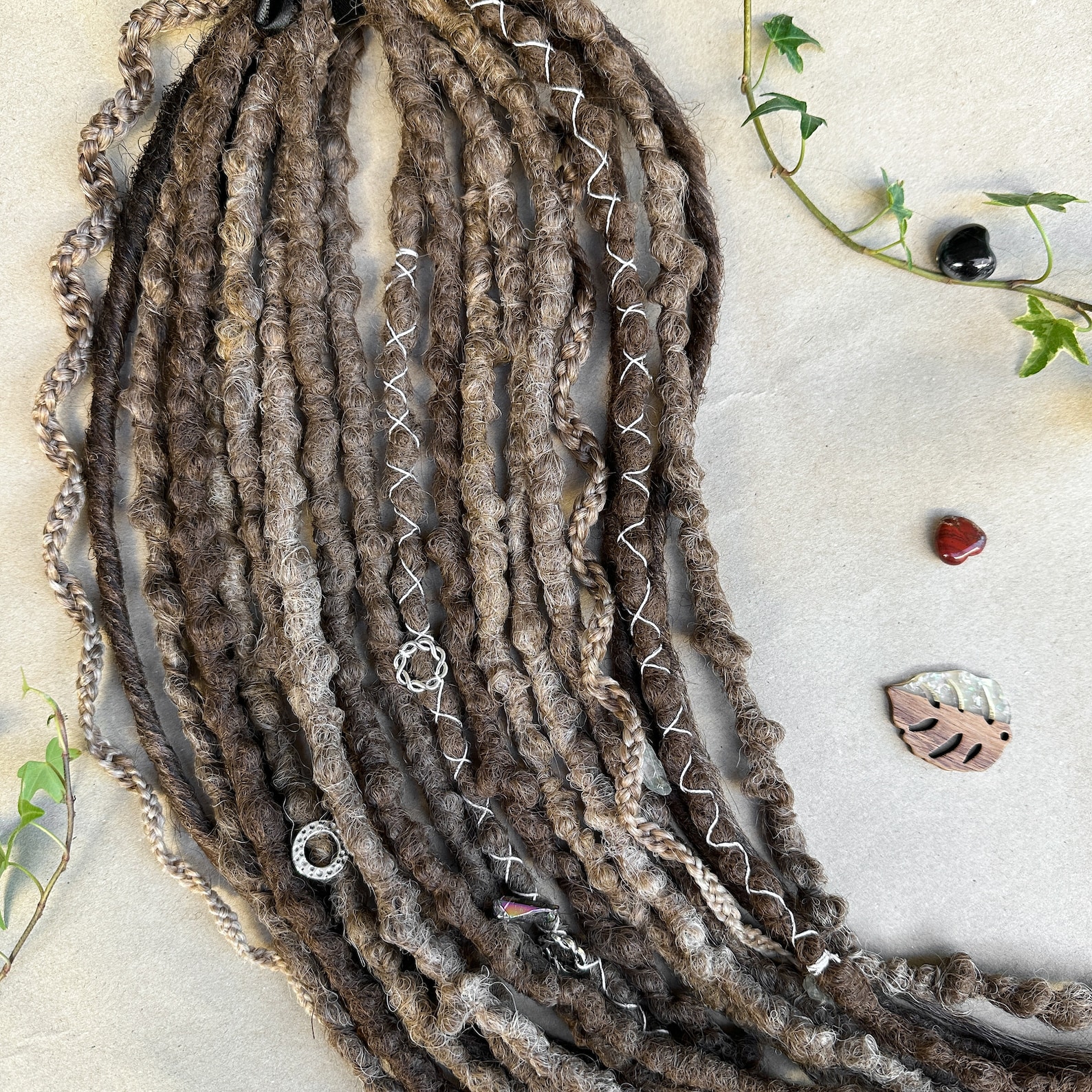 Ash Brown Synthetic Dreadlock Extensions DE SE, Double Ended Faux Locs ...