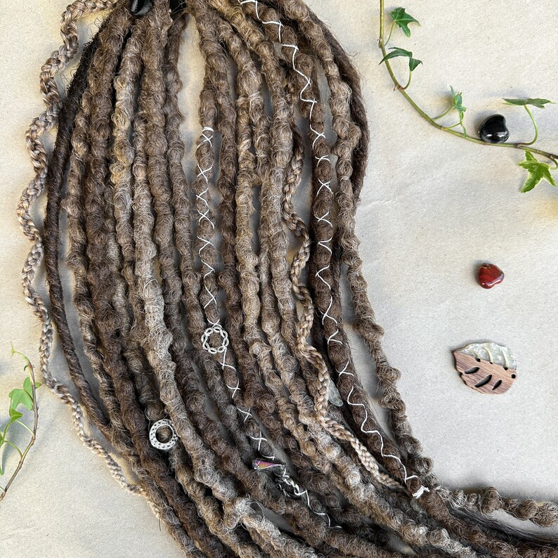 Ash Brown Synthetic Dreadlock Extensions DE SE, Double Ended Faux Locs ...