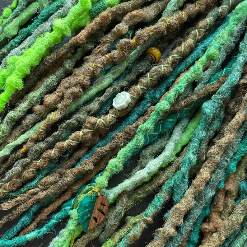Emerald Green Crochet Synthetic Dreads, Forest Witch Cosplay Faux Locs ...