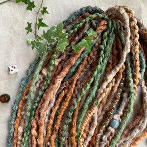 Ginger and Green Synthetic Dreads, Fairy Locks, Copper Orange ...