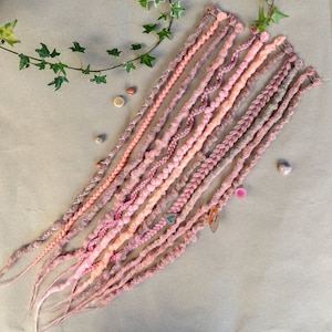 6 Clip in Braids and Dreads, Pink Ombre Synthetic Dreadlocks, Pastel ...