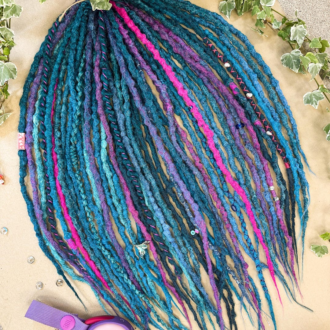 Braid in Synthetic Dreads Double or Single Ended, Cyan and Pink ...