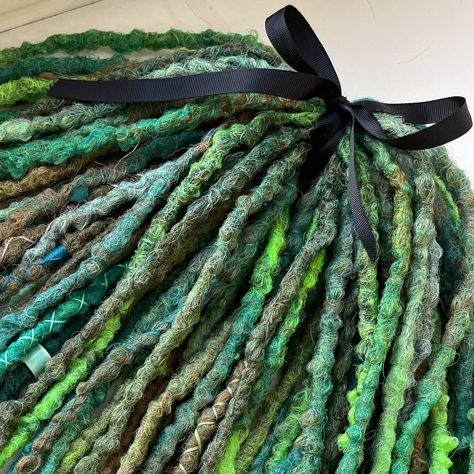 Emerald Green Crochet Synthetic Dreads, Forest Witch Cosplay Faux Locs ...