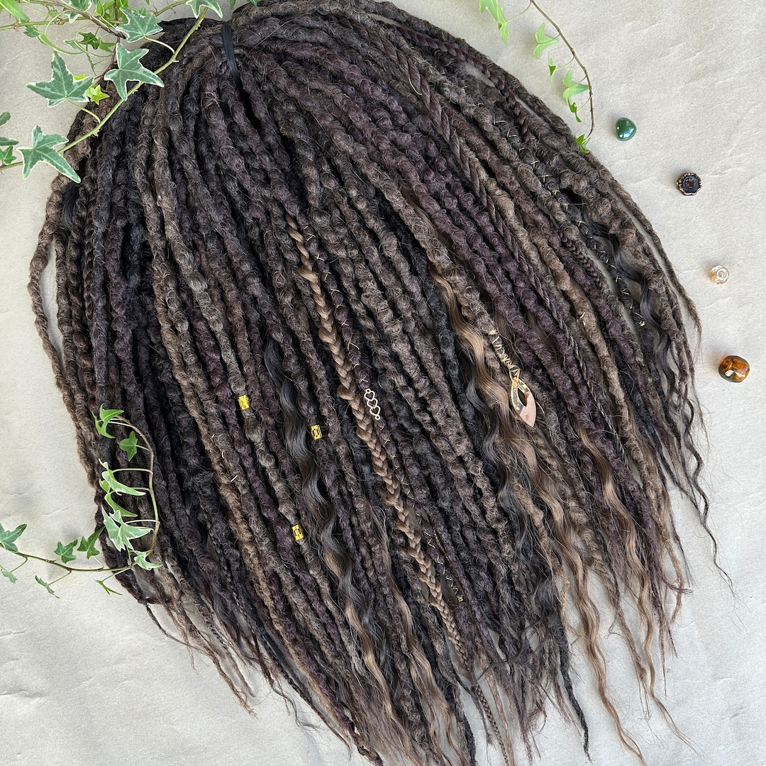 Brown Dreadlocks, Natural Colours Synthetic Set, Bohemian Dreads, Mix ...