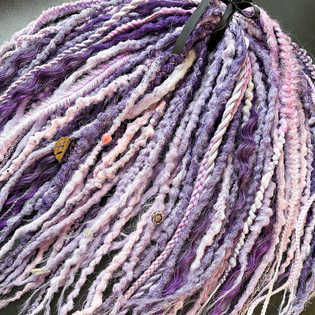 Violet Dreadlock Extensions DE or SE, Lavender Braid in Synthetic ...