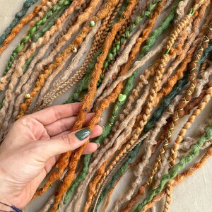 Ginger and Green Synthetic Dreads, Fairy Locks, Copper Orange ...