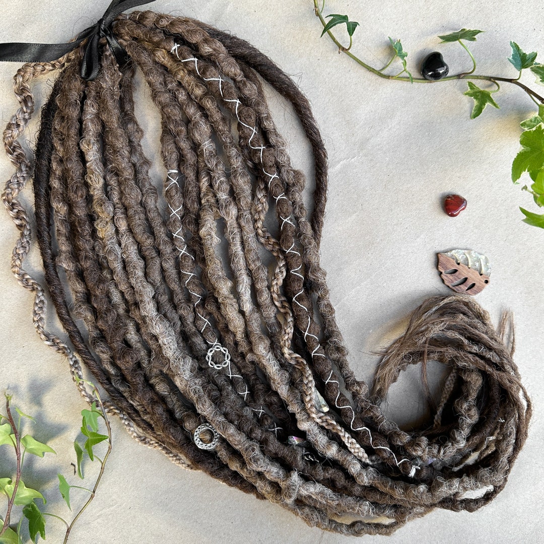 Ash Brown Synthetic Dreadlock Extensions DE SE, Double Ended Faux Locs ...