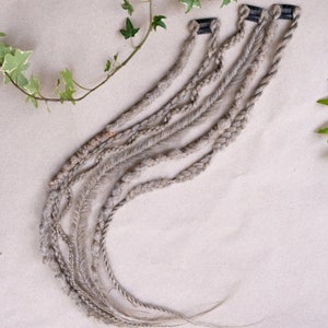 Set of 5 Clip-in Dreadlocks and Braids, White Blonde to Black Synthetic ...