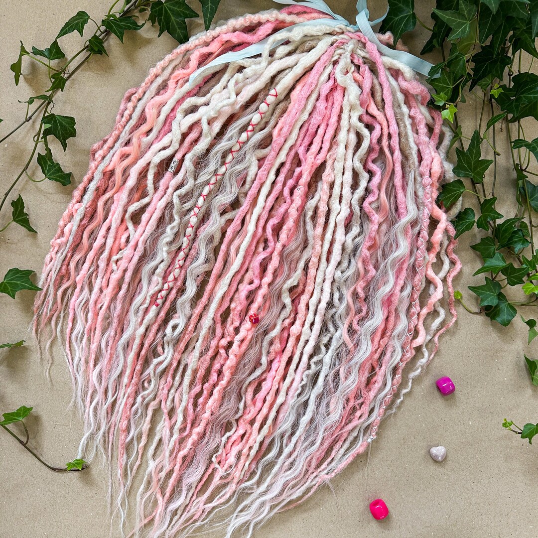 Pink Braid in Synthetic Dreadlocks, Light Pink & Platinum Blonde Boho ...