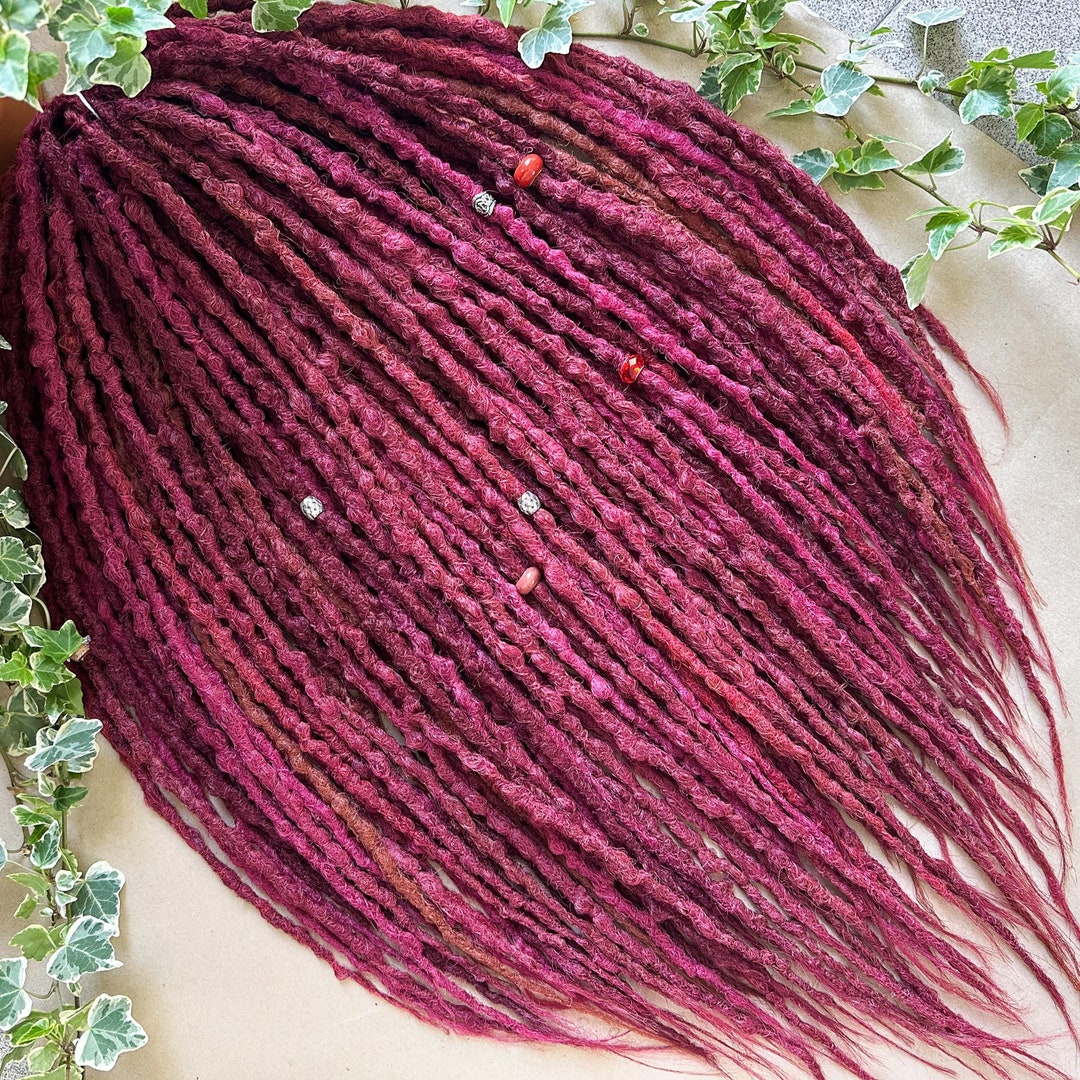 Burgundy Synthetic Dreads Double or Single Ended, Wine Red Custom Braid ...
