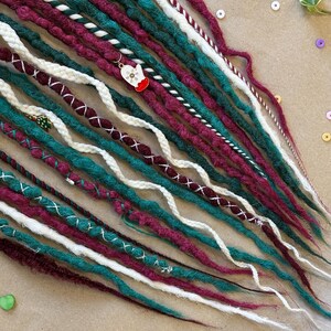 Christmas Clip in Dreads and Braids, Green and Red Synthetic Dreadlocks ...