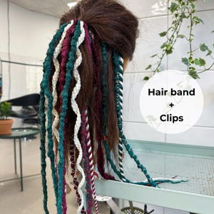 Christmas Clip in Dreads and Braids, Green and Red Synthetic Dreadlocks ...