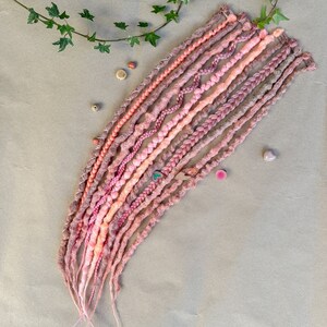 6 Clip in Braids and Dreads, Pink Ombre Synthetic Dreadlocks, Pastel ...
