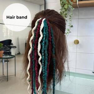 Xmas Braid in Synthetic Dreads Green & Burgundy Festive Temporary ...