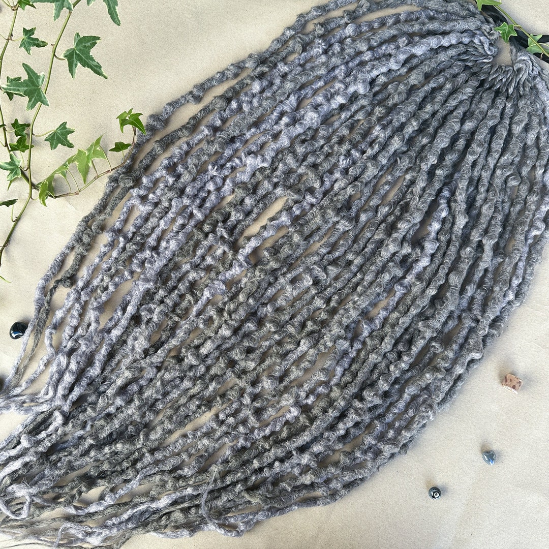 Ashy Dreadlock Extensions SE or DE, Textured Silver Single or Double ...