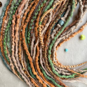 Ginger and Green Synthetic Dreads, Fairy Locks, Copper Orange ...