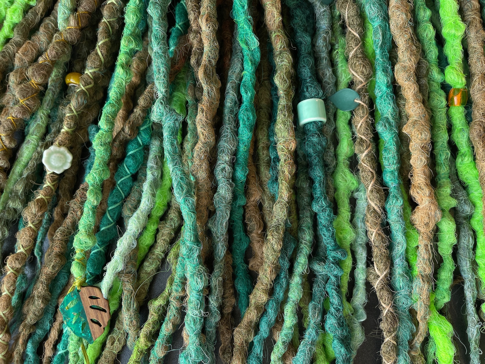Emerald Green Crochet Synthetic Dreads, Forest Witch Cosplay Faux Locs ...