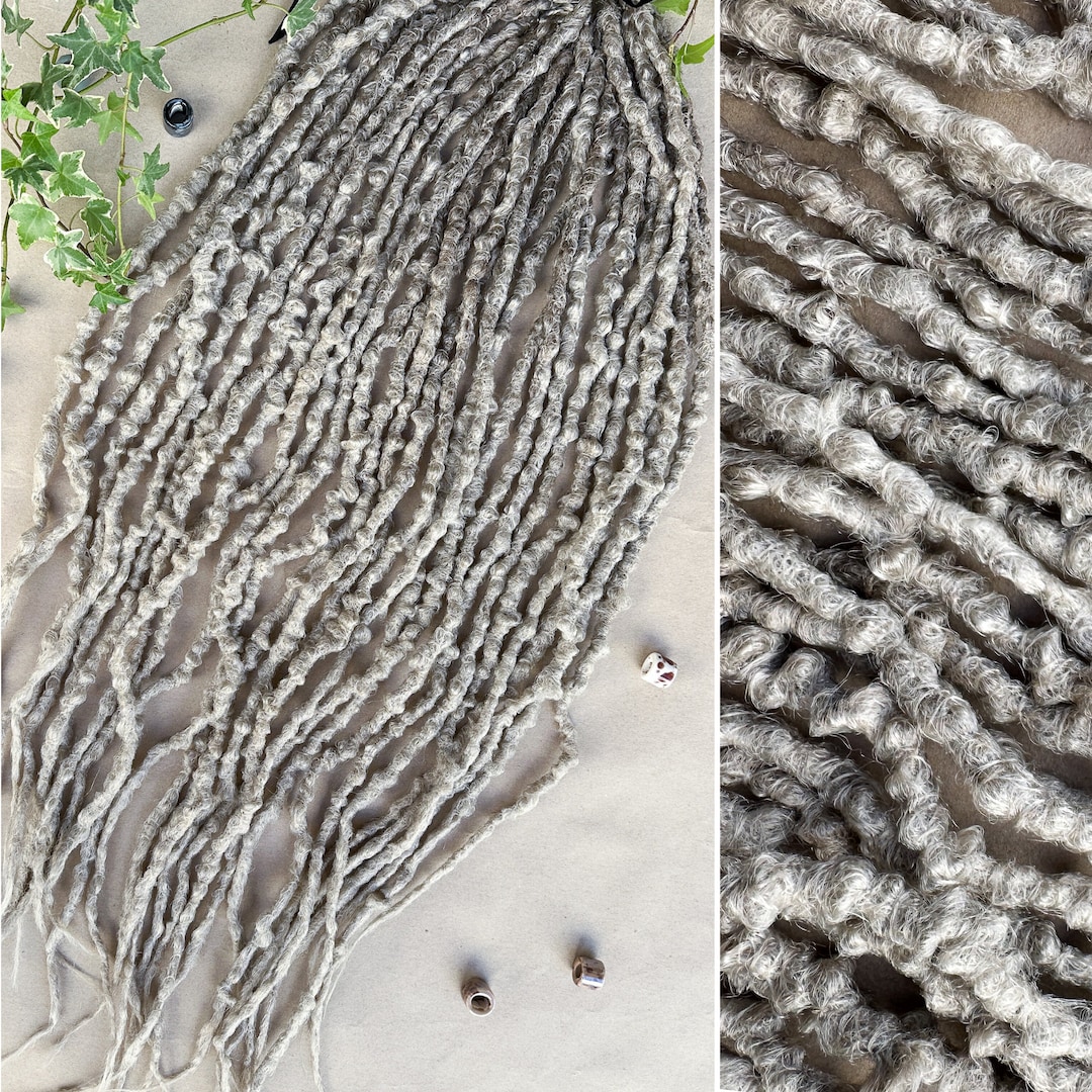 Grey Synthetic Dreads, Ash Blonde Bumpy Dreadlocks, Burning Man Silver ...