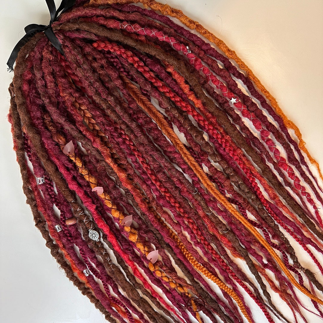 Red Dreadlocks, Burgundy Double Ended Dreads, Coral Hair Extensions ...