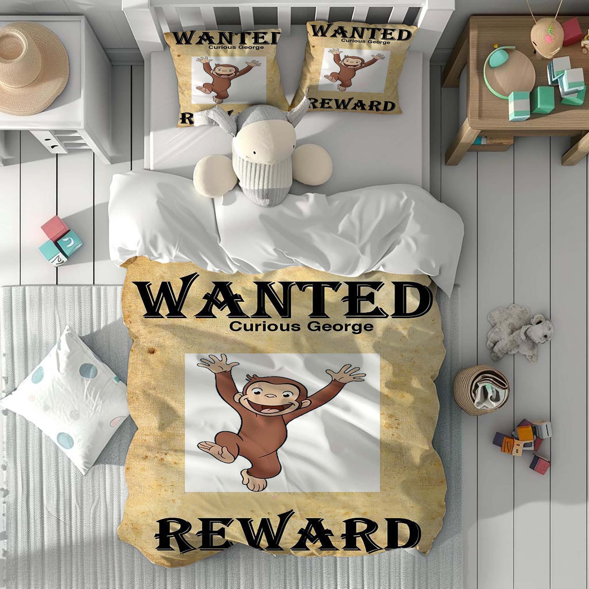 Personalized Name Curious George Duvet Cover Set Children Room Quilt ...