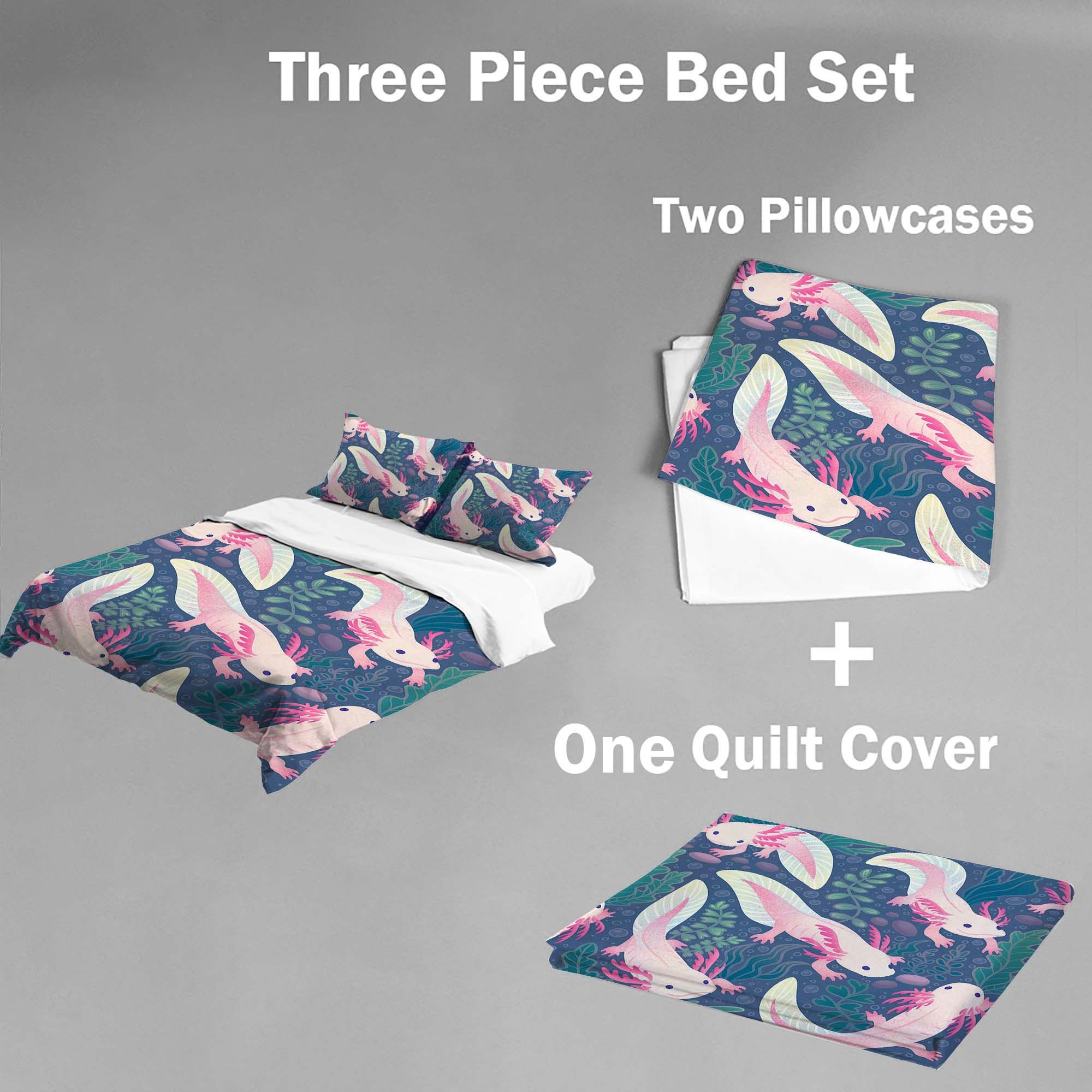 Personalized Name Axolotls Duvet Cover Set Children Room Quilt Cover ...