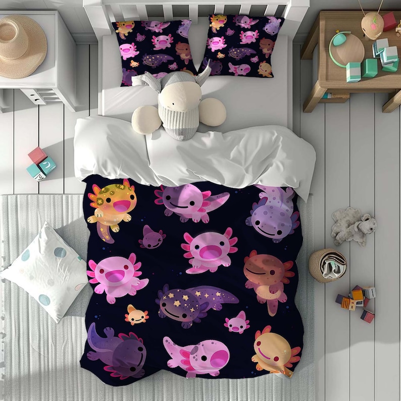 Personalized Name Axolotls Duvet Cover Set Children Room Quilt Cover ...
