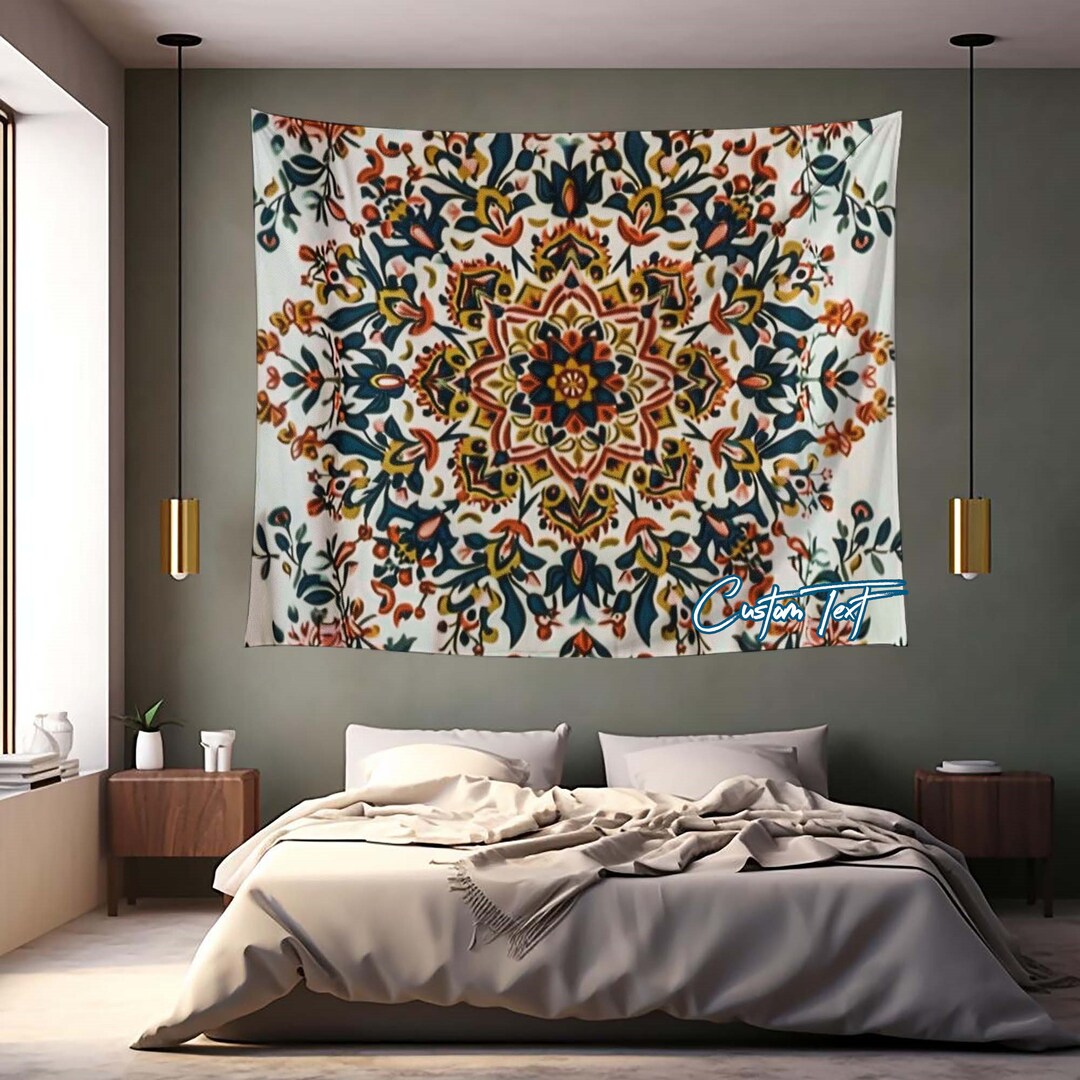 Retro Gift Custom Text Floral Tapestry Wall Decoration Hippie Custom ...