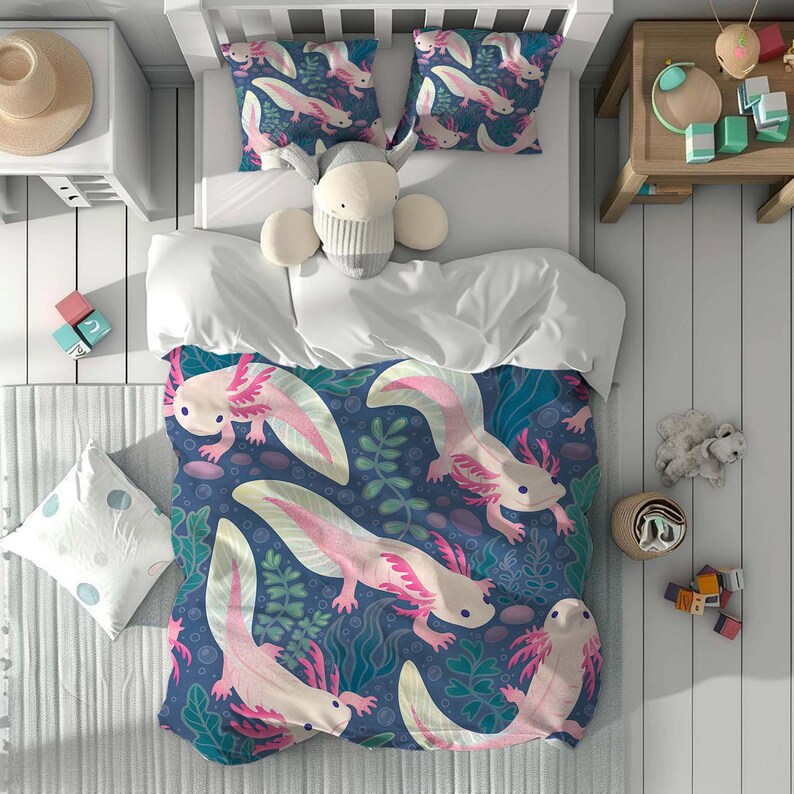 Personalized Name Axolotls Duvet Cover Set Children Room Quilt Cover ...