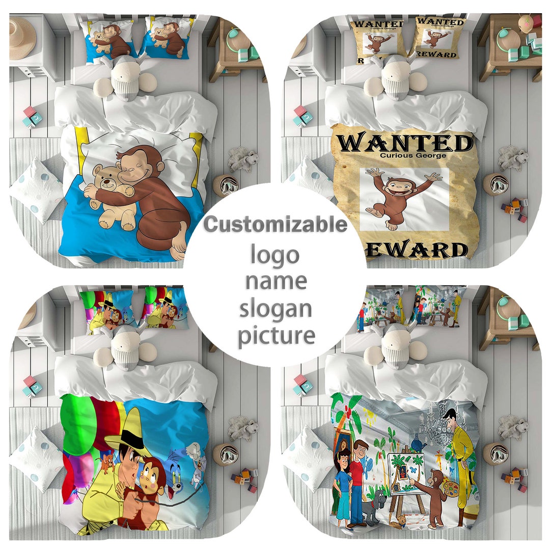 Personalized Name Curious George Duvet Cover Set Children Room Quilt ...