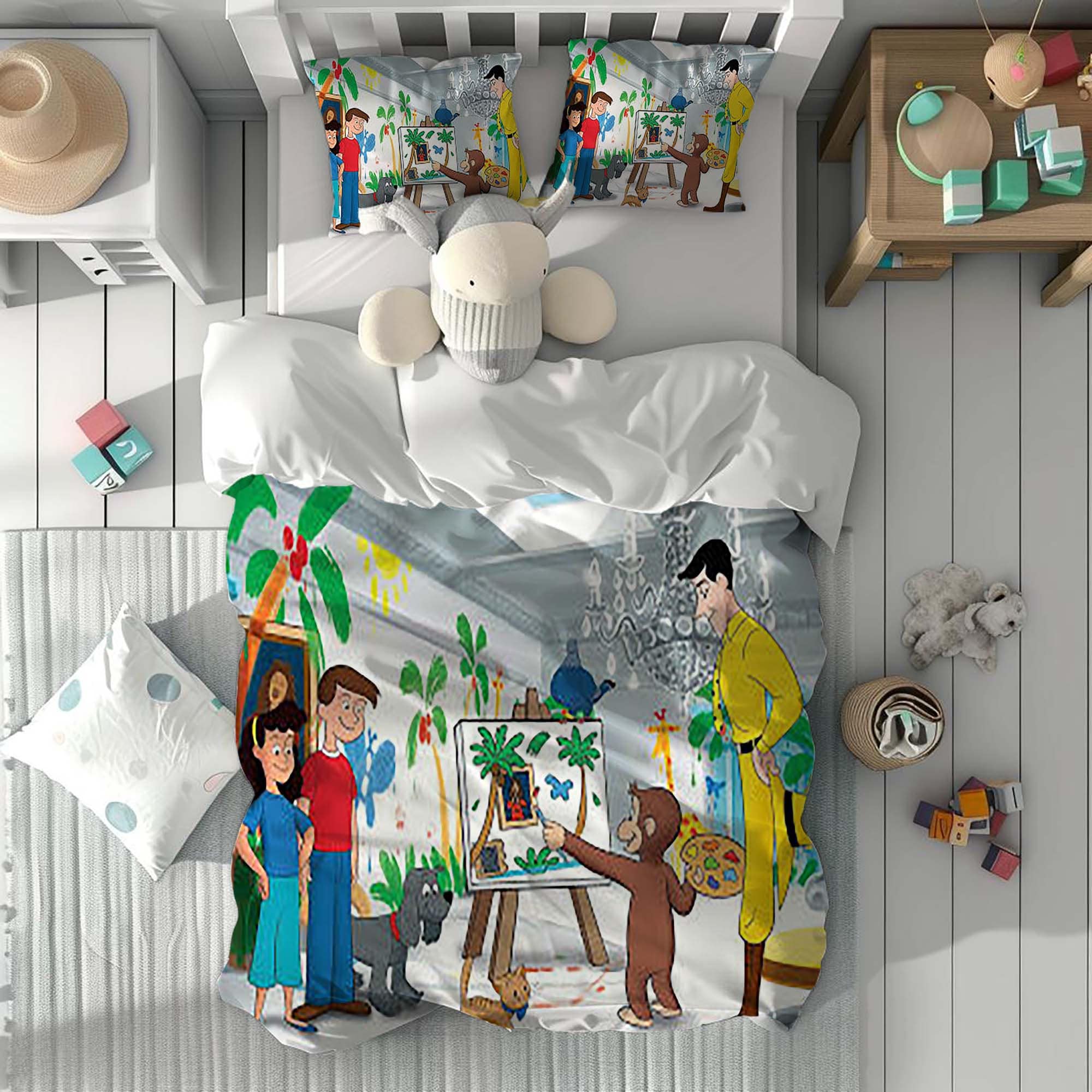 Personalized Name Curious George Duvet Cover Set Children Room Quilt ...