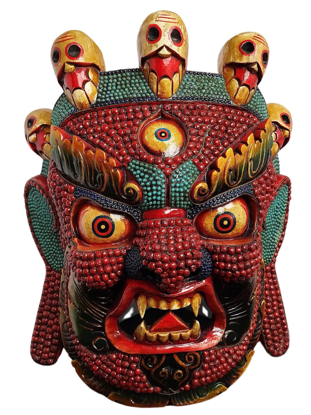 Wooden Mahakala Face Mask - Handmade Wooden -mask of Bhairava - Hindu ...