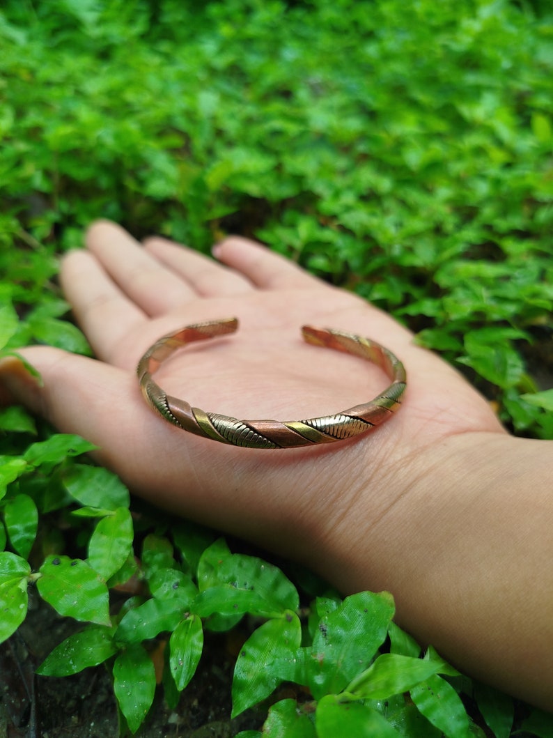 Brass and Copper Braided Bracelet - Handmade Copper Bracelet - Pure ...