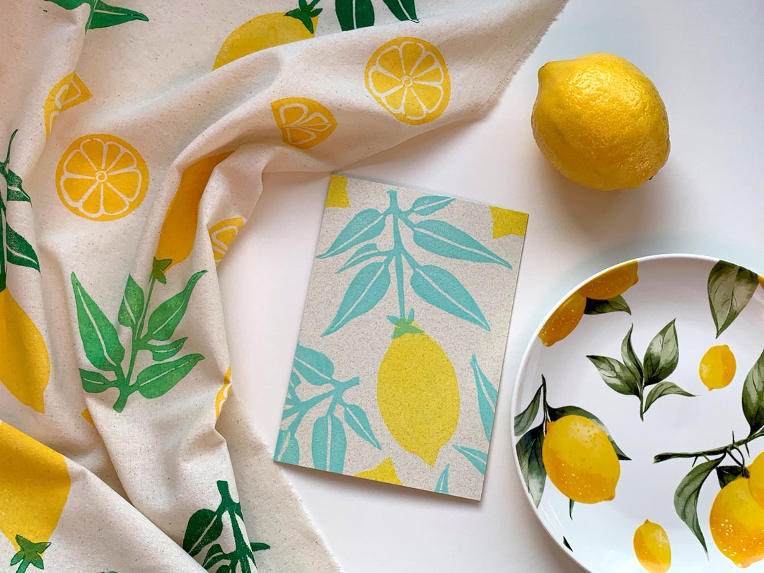 Linocut "lemon." Original Linocut. Double Card. Hemp Paper. Handmade ...