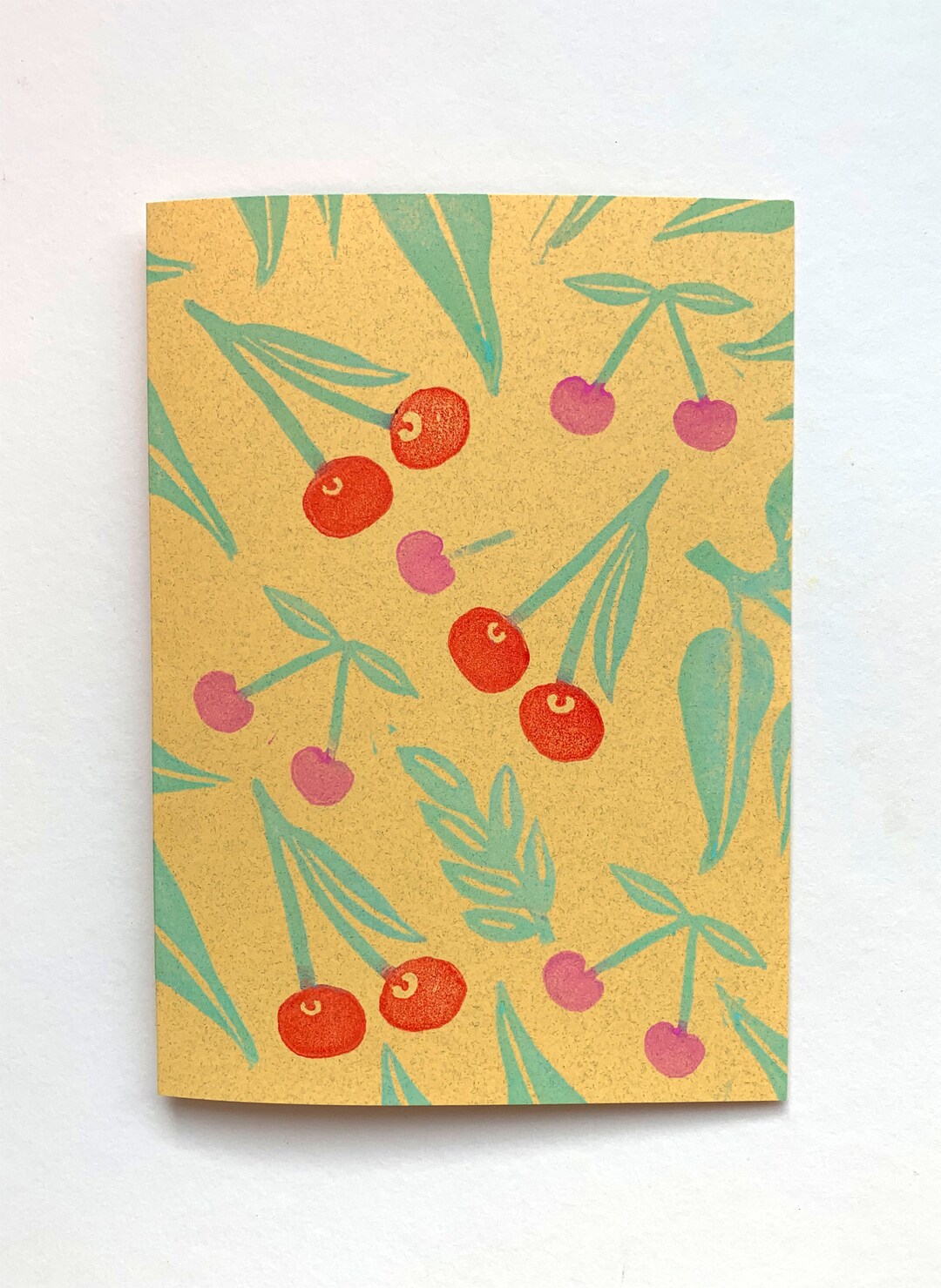 Linocut cherry. Original Lino Print. Double Card. - Etsy
