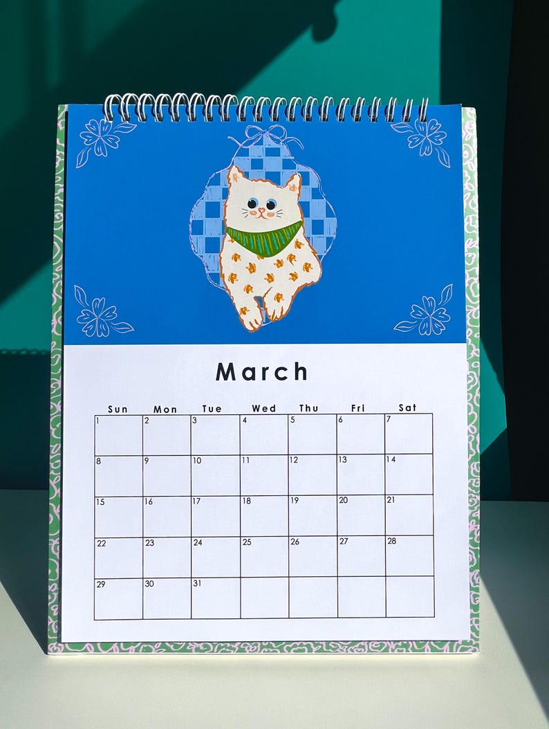 2026 Cats Calendar - Adorable Feline Illustrations in Hard Cover Stand ...