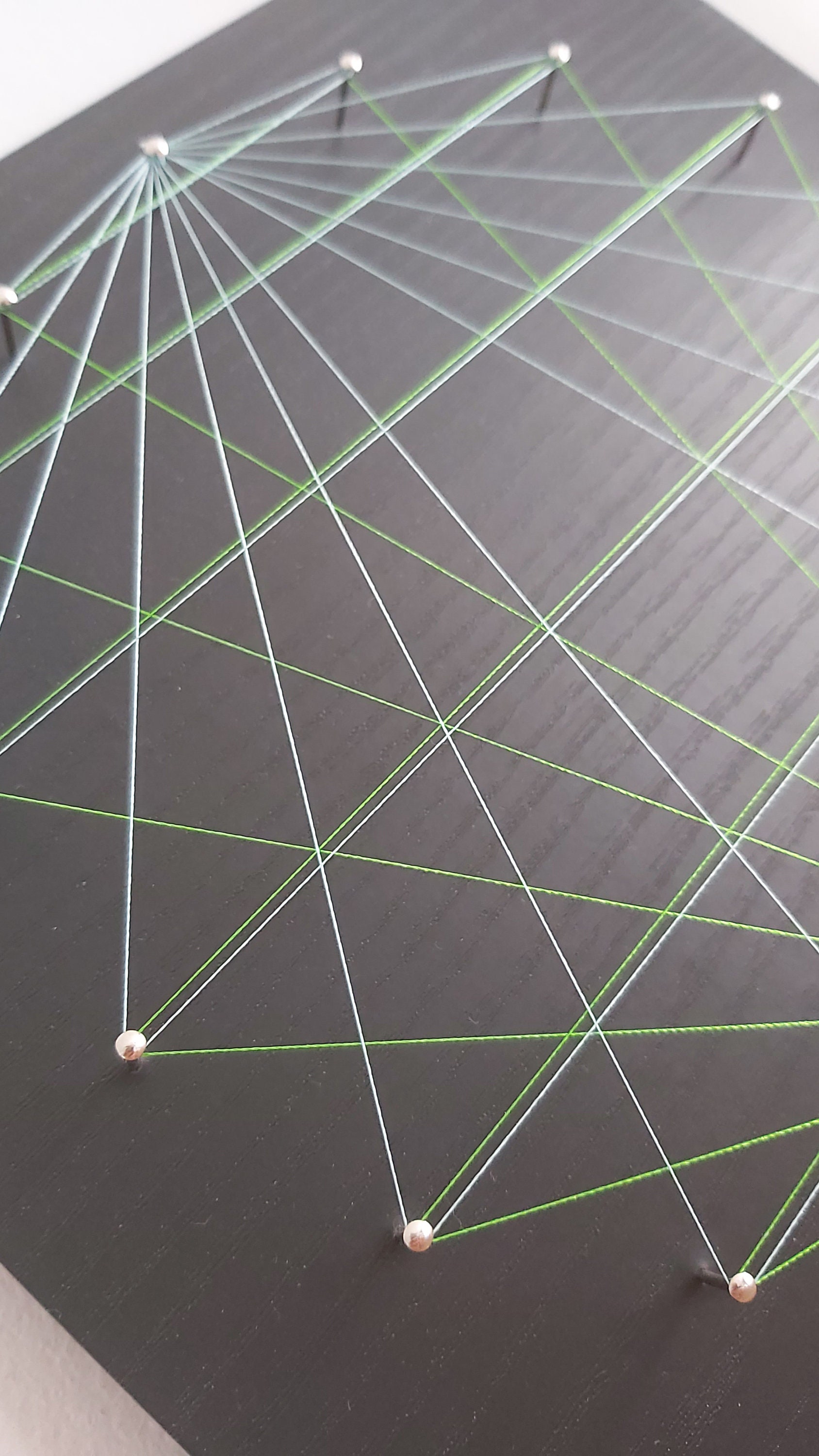 Handcrafted STRING ART Geometry Triangle Hanging Unique Gift Green Blue ...