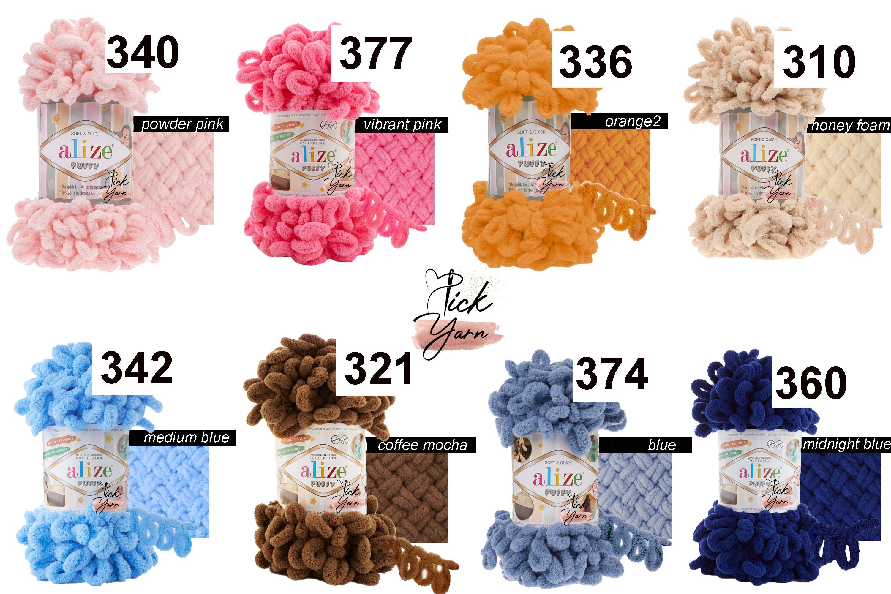 Alize Puffy Yarn, Alize Puffy Yarn Jumbo Bernat Loop, Baby Bulky Soft ...